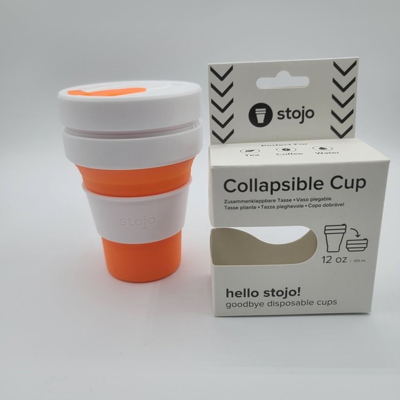 Dining | Stojo Collapsible Cup 12 Oz Orange White Portable Travel Tea ...